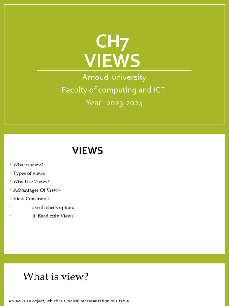 Chapter 8 View and Index | PDF | Database Index | Table (Database)