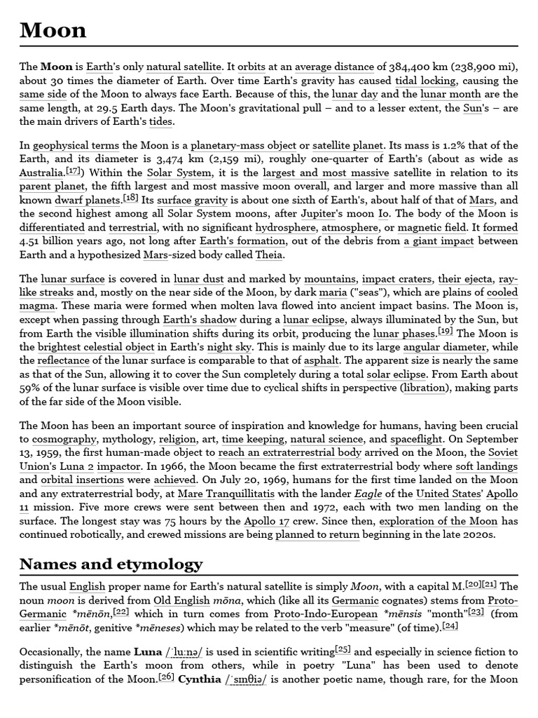 Moon | PDF | Moon | Giant Impact Hypothesis