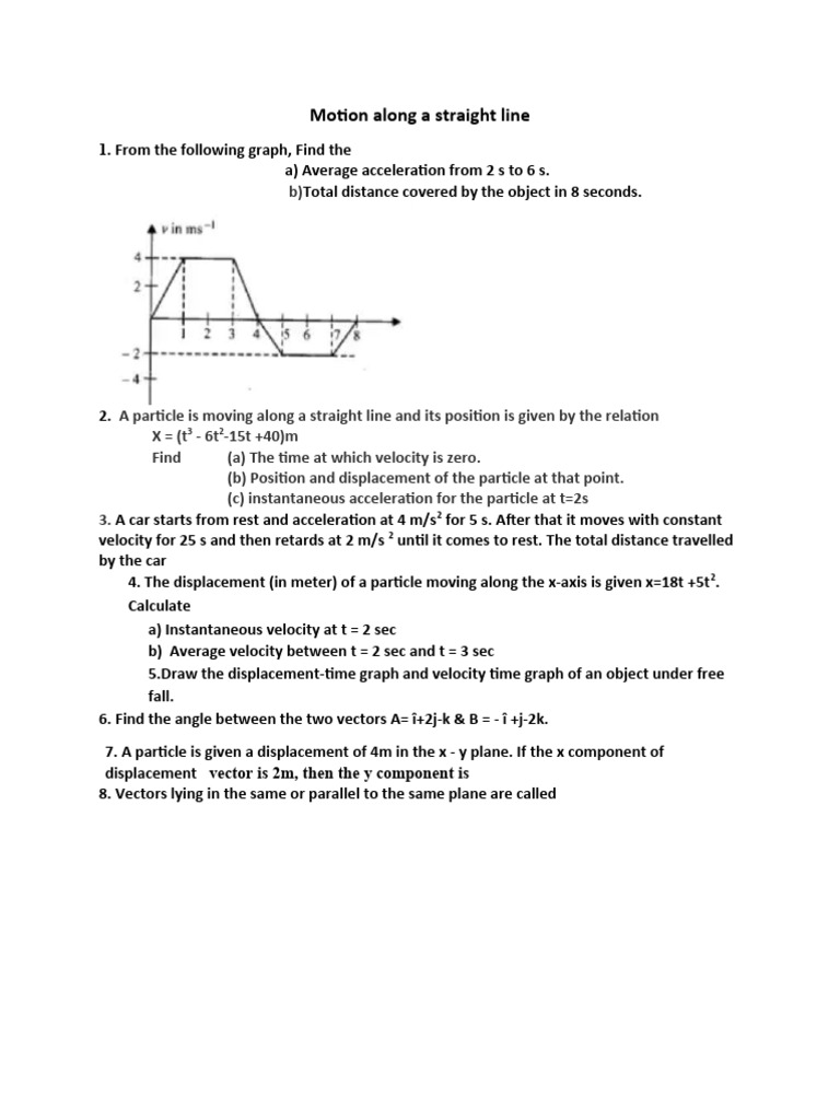 Motion Along A Straight Line | PDF