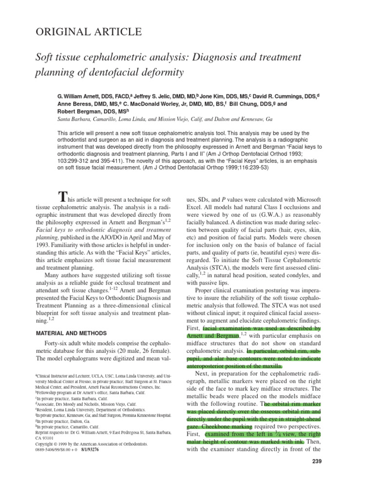 Soft Tissue Cephalometric Analysis | PDF | Dentistry | Dental Anatomy