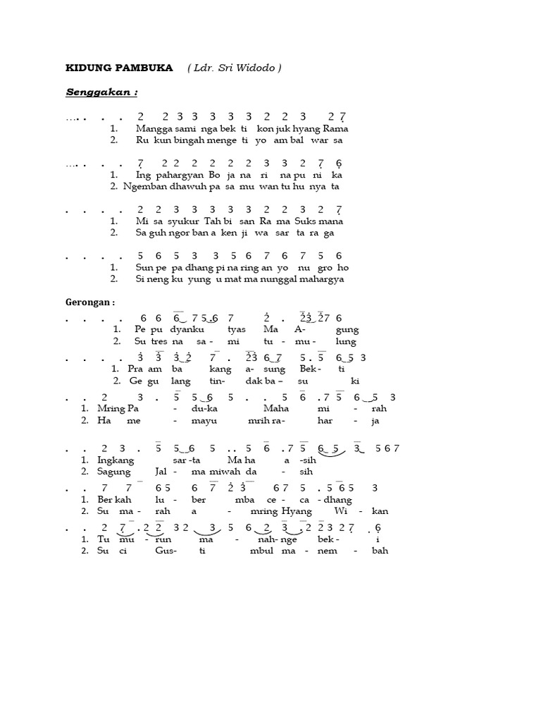 kidung pambuka Sri Widodo | PDF
