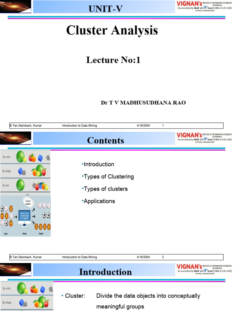DMDW Unit 5 PPT Cluster Analysis 06.01.2021 | PDF | Cluster Analysis | Applied Mathematics