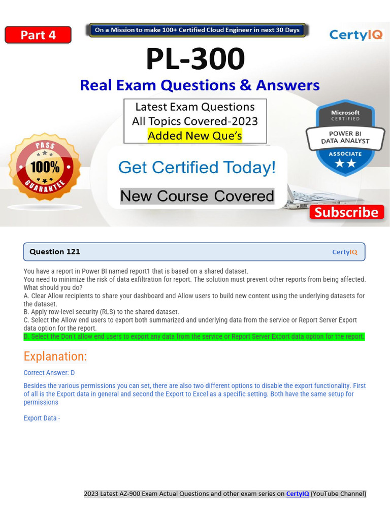 PL-300 UpdatedExam Dumps - Part 4 - 2023 - Mandotory | PDF | Databases | Microsoft Sql Server