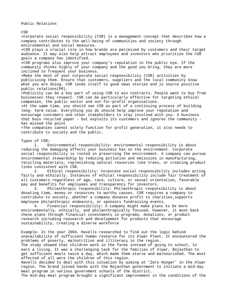 PR Notes | PDF | Public Relations | Corporate Social Responsibility