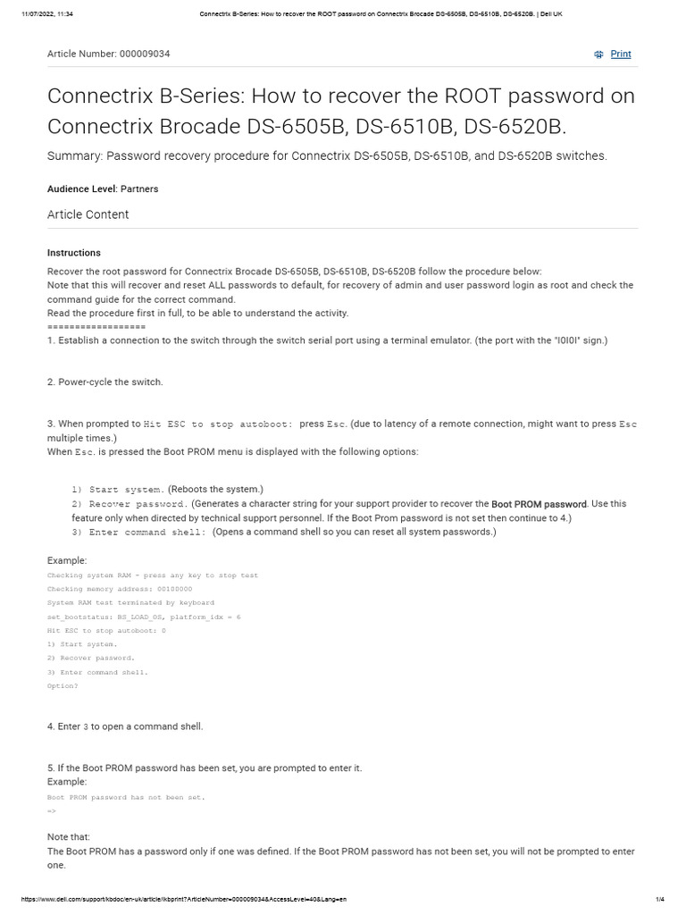 Connectrix B-Series - How To Recover The ROOT Password On Connectrix Brocade DS-6505B, DS-6510B ...