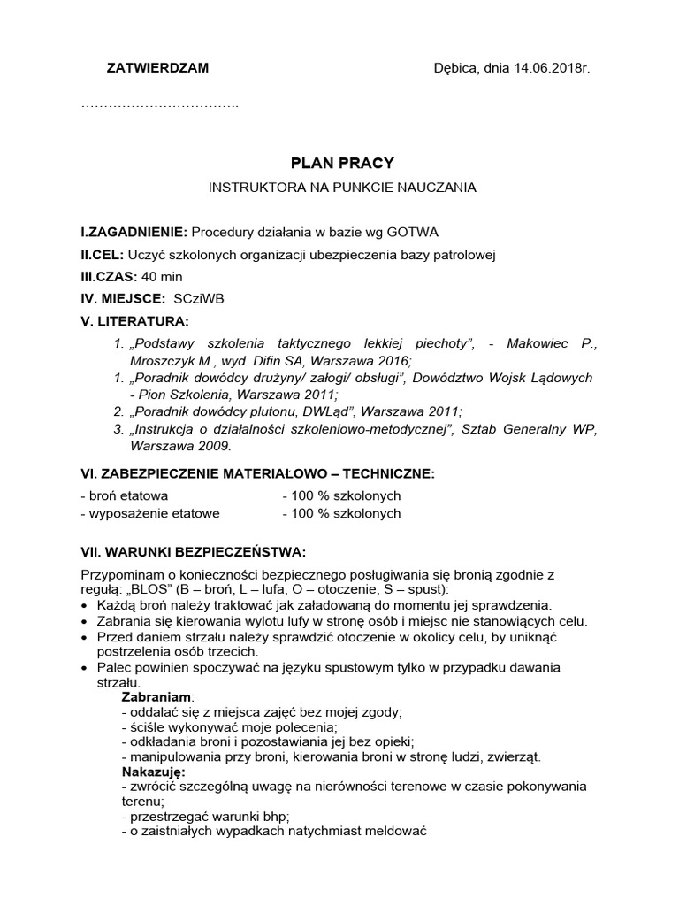 PP - Procedury Działania W Bazie WG GOTWA | PDF