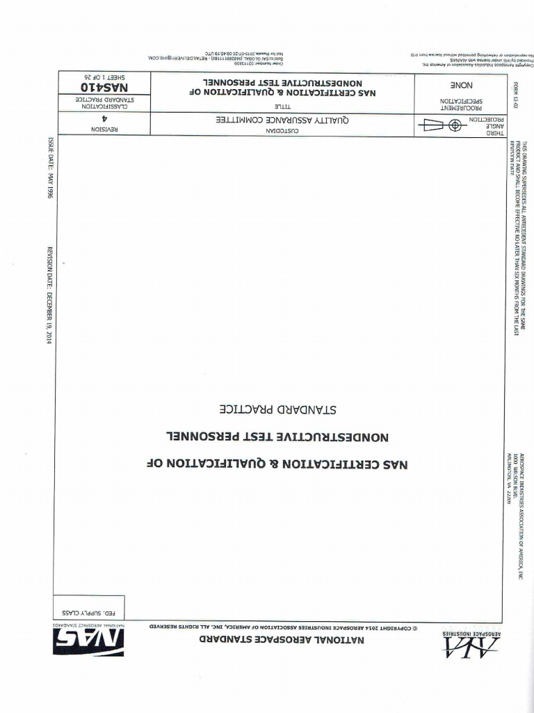 NAS410 Rev 4 NDT Qualification | PDF