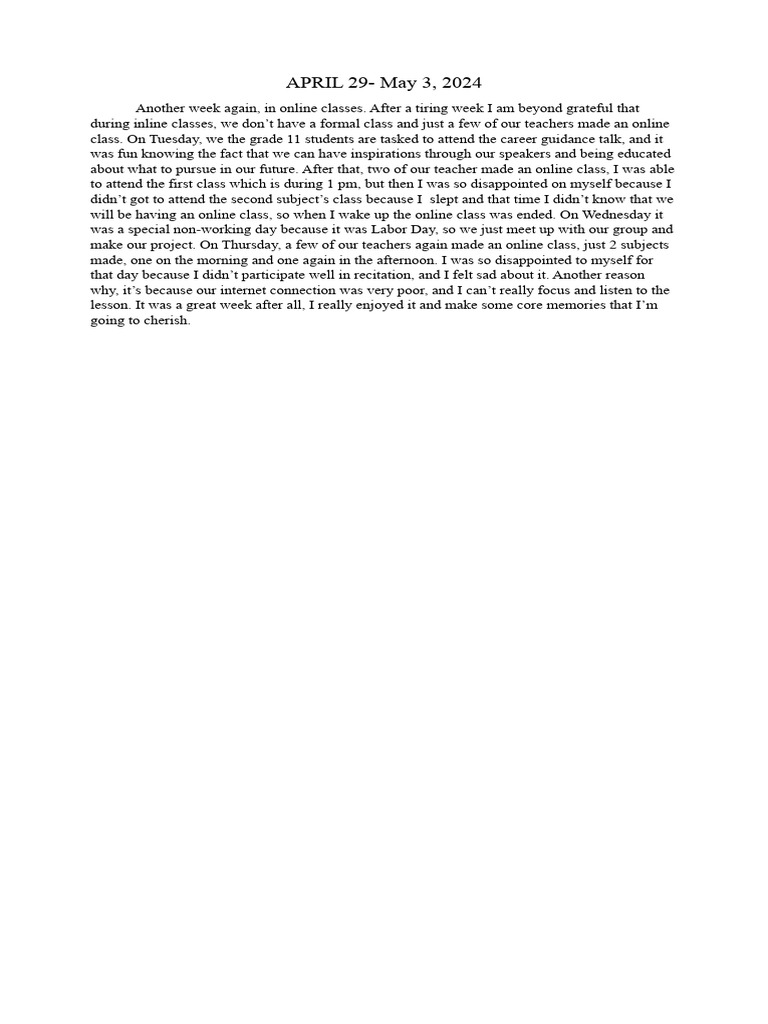 Journal Apr.29-May 3 - 090248 | PDF | Career & Growth | Wellness