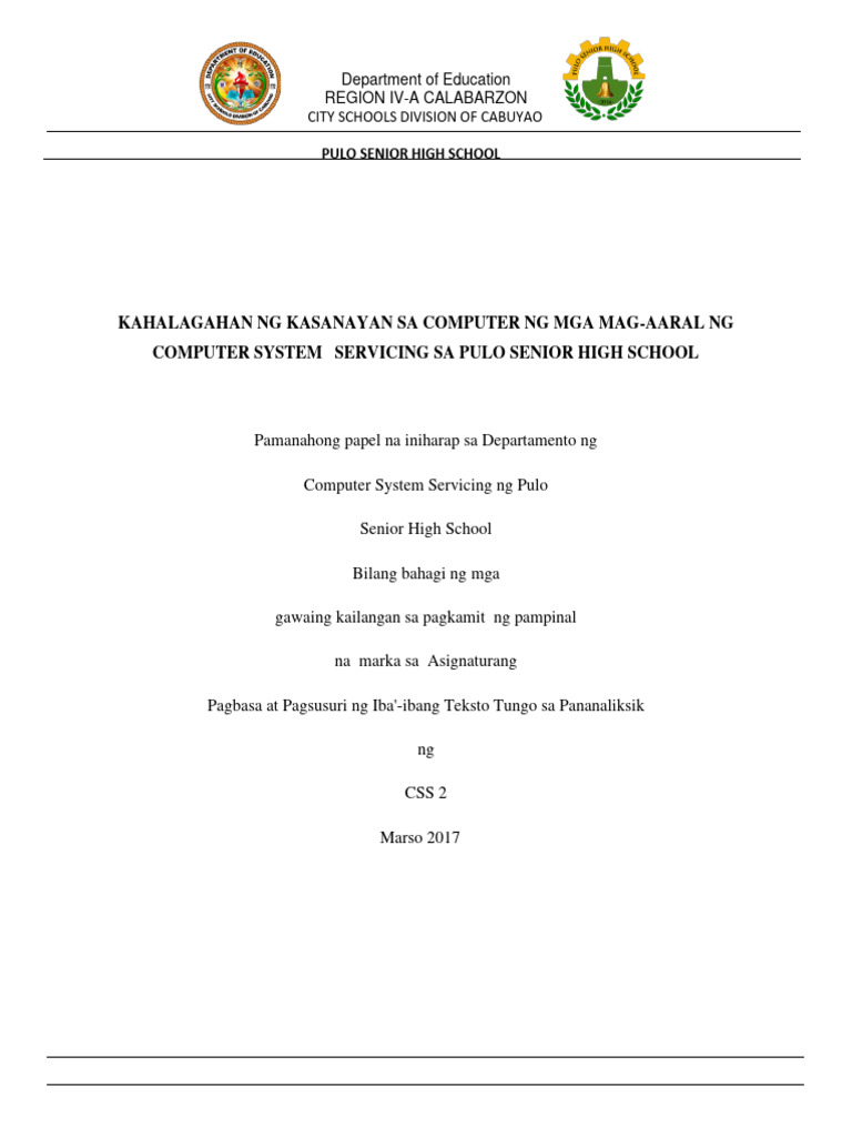 Sample Saliksik CSS11 Sy2016 2017 | PDF