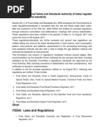 FSSAI Regulations and Guidelines Overview | PDF | Food Safety | Nutrition