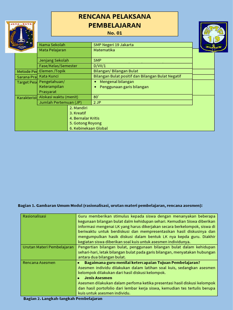 Contoh Rencana Pembelajaran Matematika | PDF