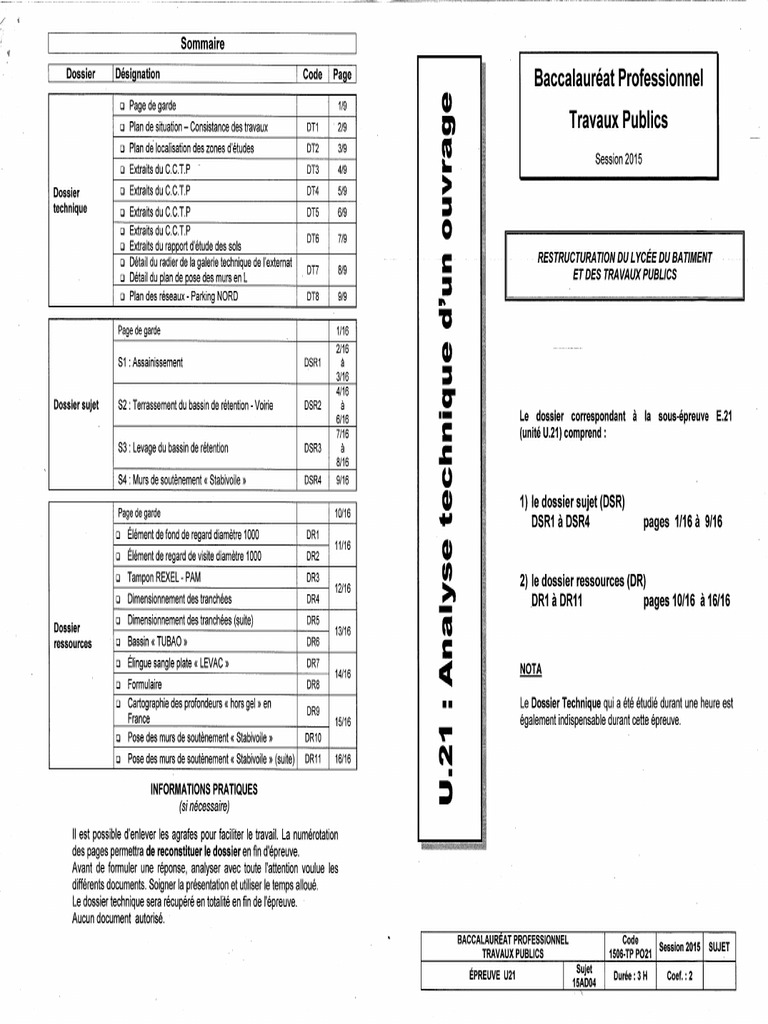 2015 U21 Analyse Sujet Et Ressources | PDF