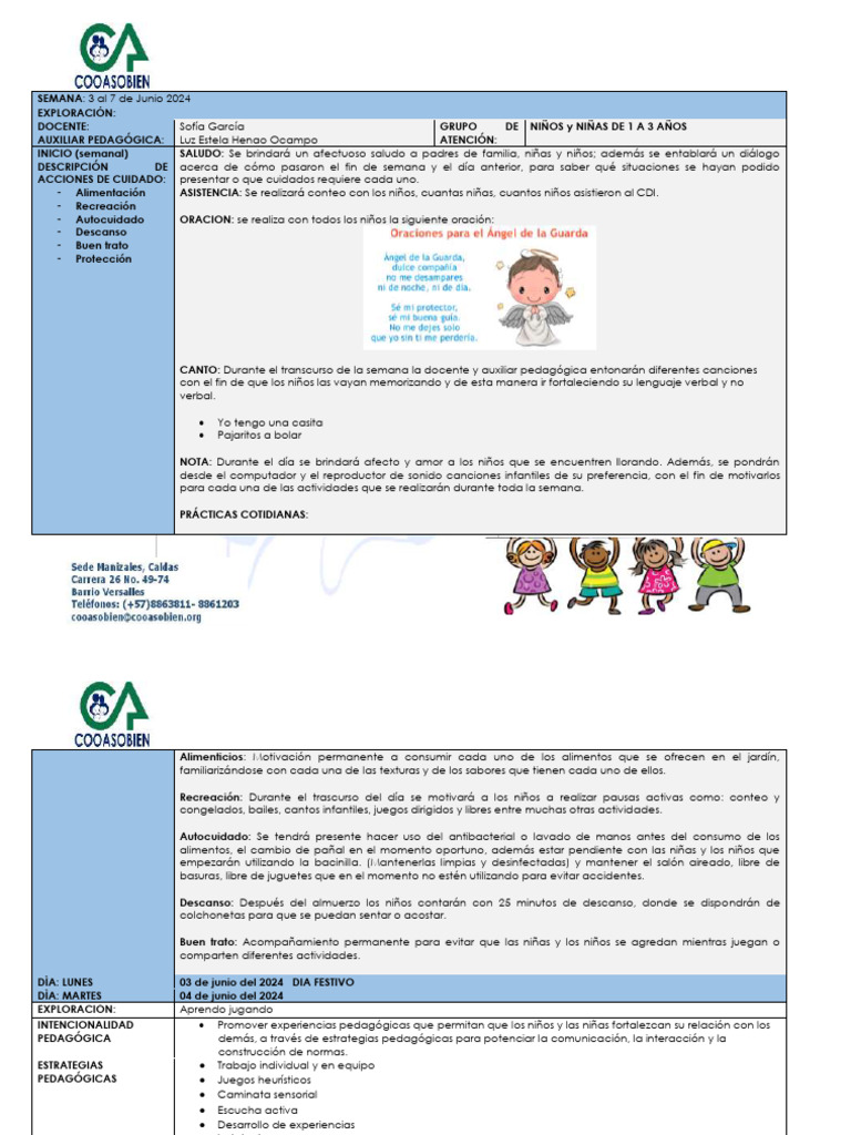 Planeación Niños 1 A 2 Años | PDF | Aprendizaje | Arco iris