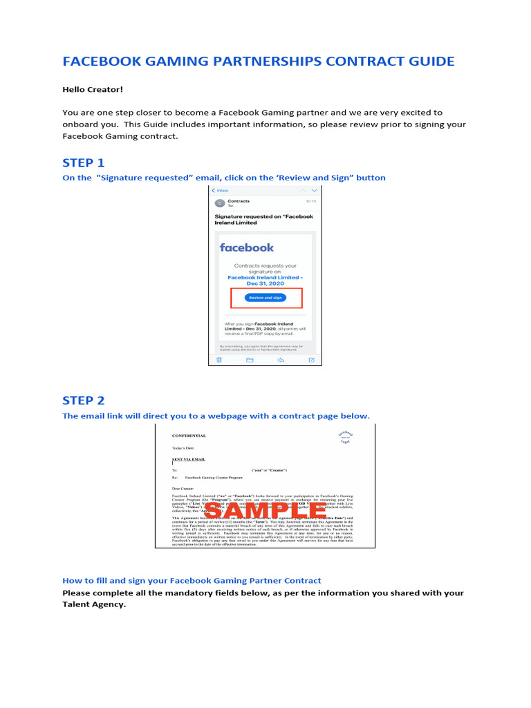 FB Gaming Contract Signing Guide | Download Free PDF | World Wide Web | Internet & Web