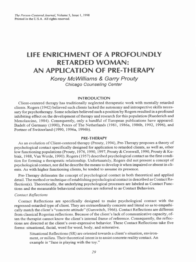 K. McWilliams, Garry Prouty - Life Enrichment of A Profoundly Retarded ...