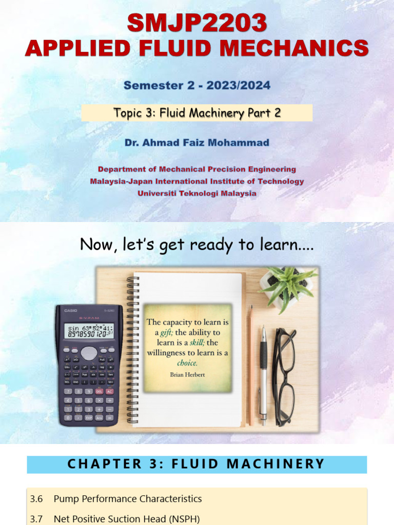 Topic 3 - Fluid Machinery | PDF | Pump | Soft Matter