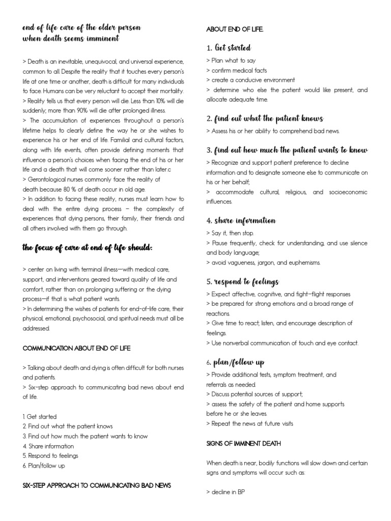 End of Life Care of The Older Person | PDF | End Of Life Care | Pain