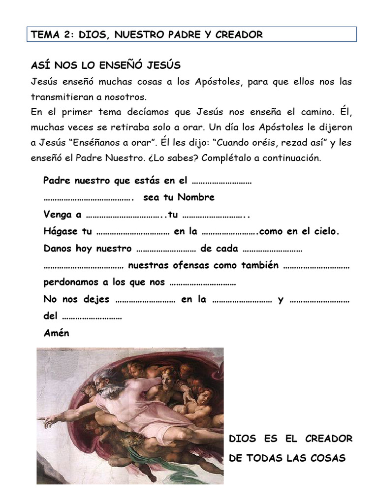02 Primera Comunión Tema 2 A5 | Descargar gratis PDF | Deidad creadora ...