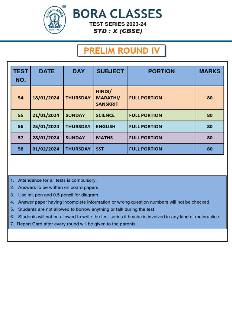 X CBSE Prelim Round-IV 23-24 | PDF