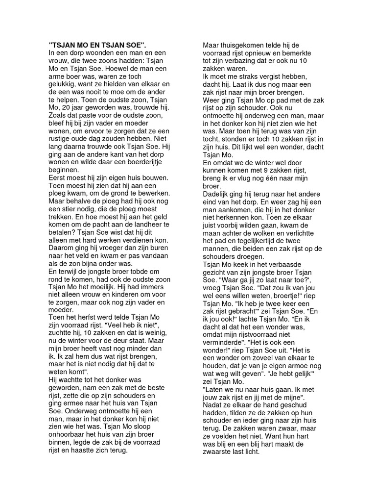 Verhaal 1J Tsan Mo en Tsan Soe | PDF