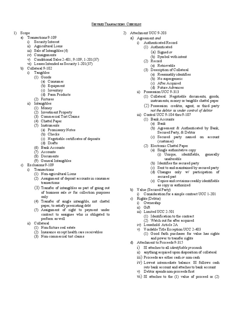 UCC Checklist | PDF | Security Interest | Bankruptcy