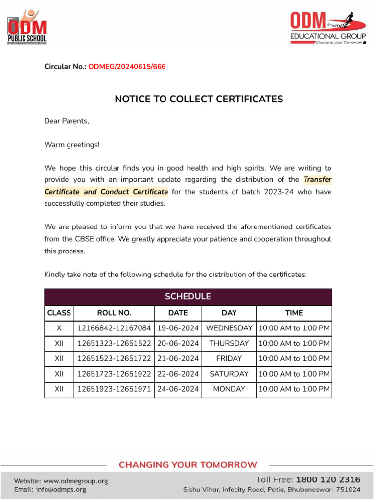 Notice To Collect Certificates | PDF