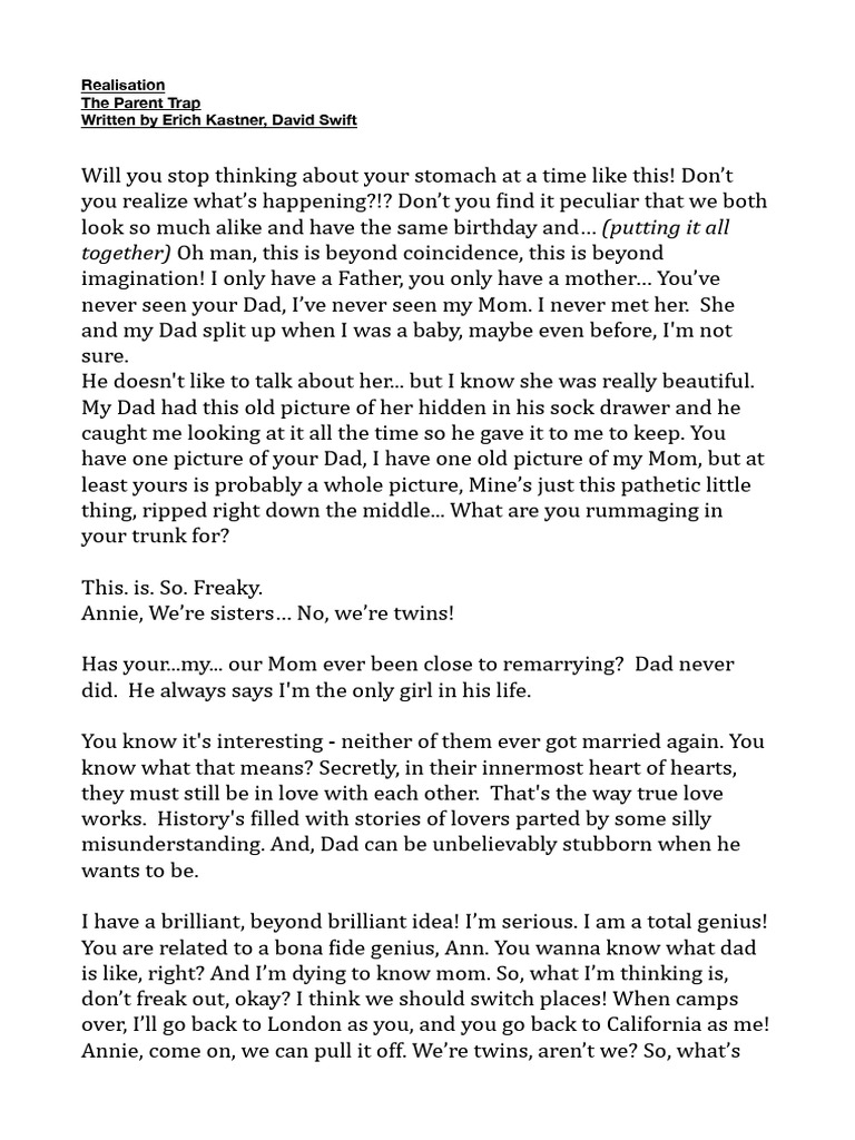 Parent Trap Monologue | PDF
