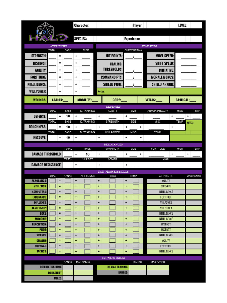 Halo Fillable Character Sheet | Download Free PDF | Ammunition