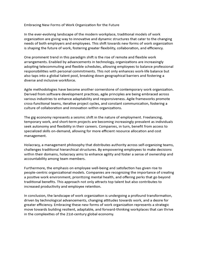 Embracing New Forms of Work Organization For The Future | PDF | Agile ...