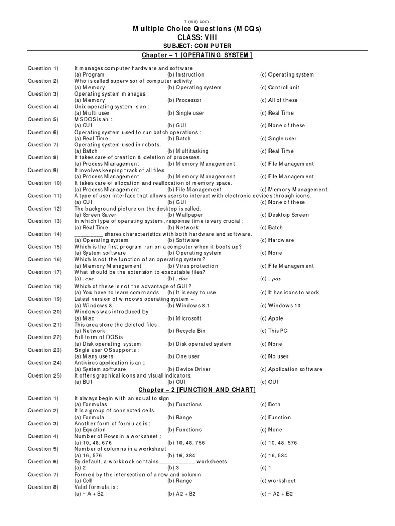 Class 8 Computer Pdf Operating System Microsoft Windows 