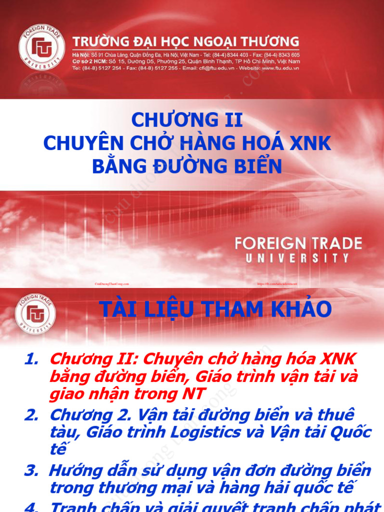 Chƣơng Ii Chuyên Chở Hàng Hoá Xnk Bằng Đƣờng Biển: cuu duong than cong - com | PDF