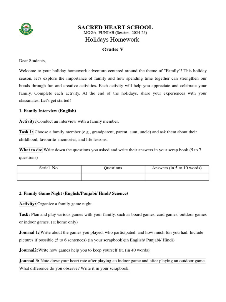 Grade 5 Holidays Home Work | PDF | Scrapbooking