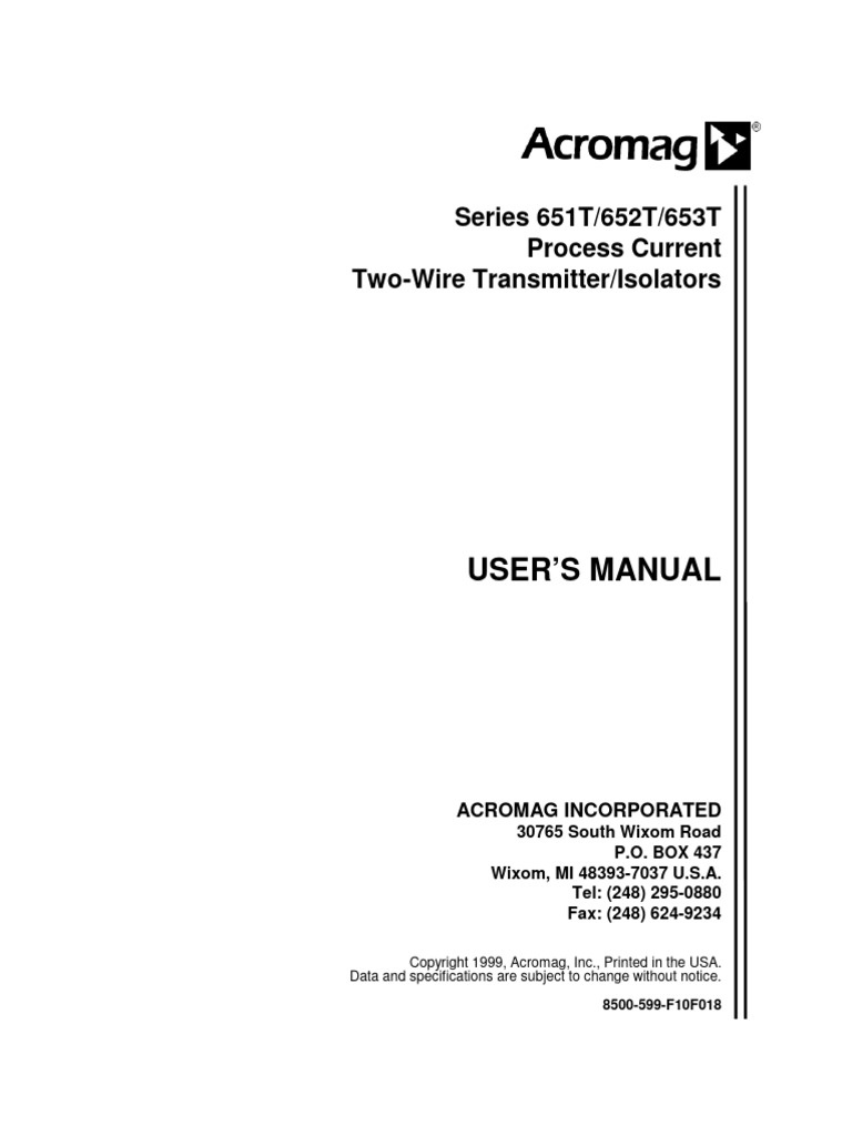 Acromag 651T - 652T - 653T - 599f Users Manual | PDF | Power Supply | Direct Current