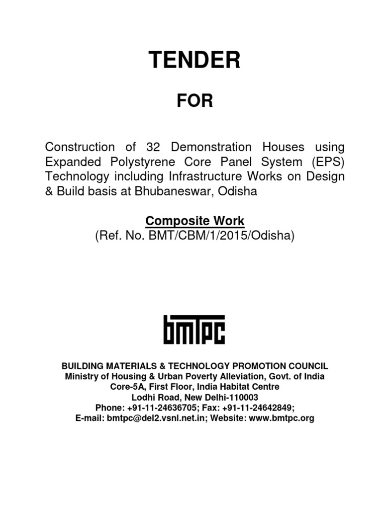 TENDER DOCUMENT Odisha BMTPC | PDF | Window | Door