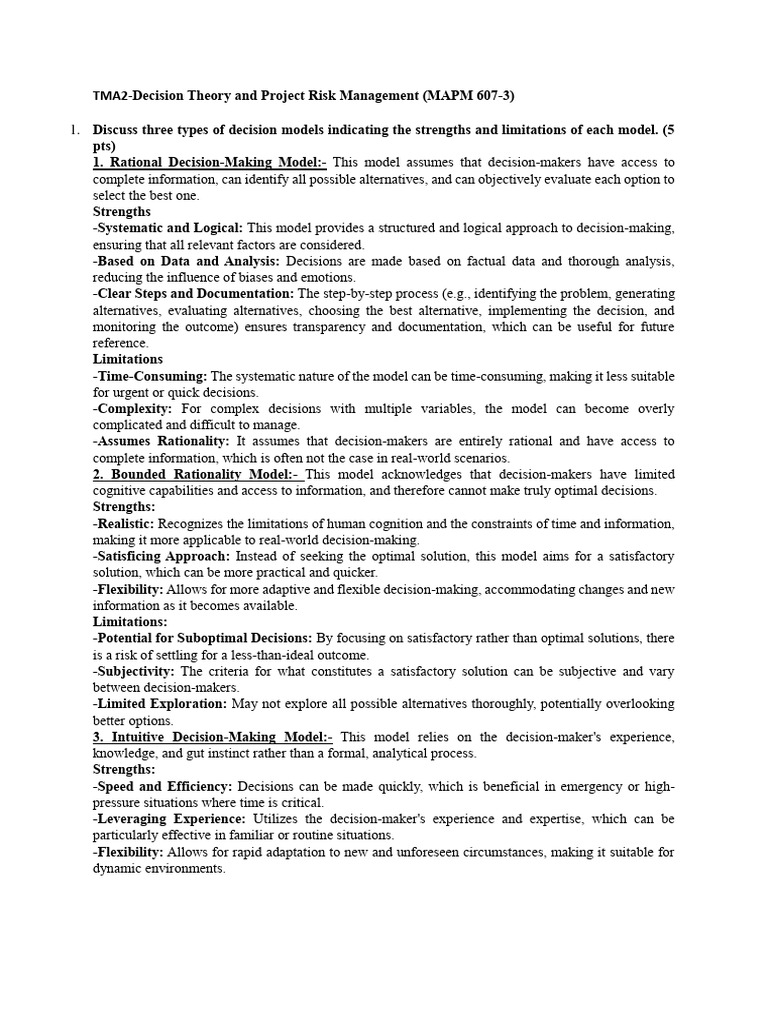 decision making tma 2 samri final | PDF | Decision Making | Risk Management