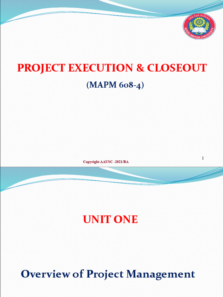 1 Project Execution & Closeout - Unit 1 | PDF | Project Management | Business