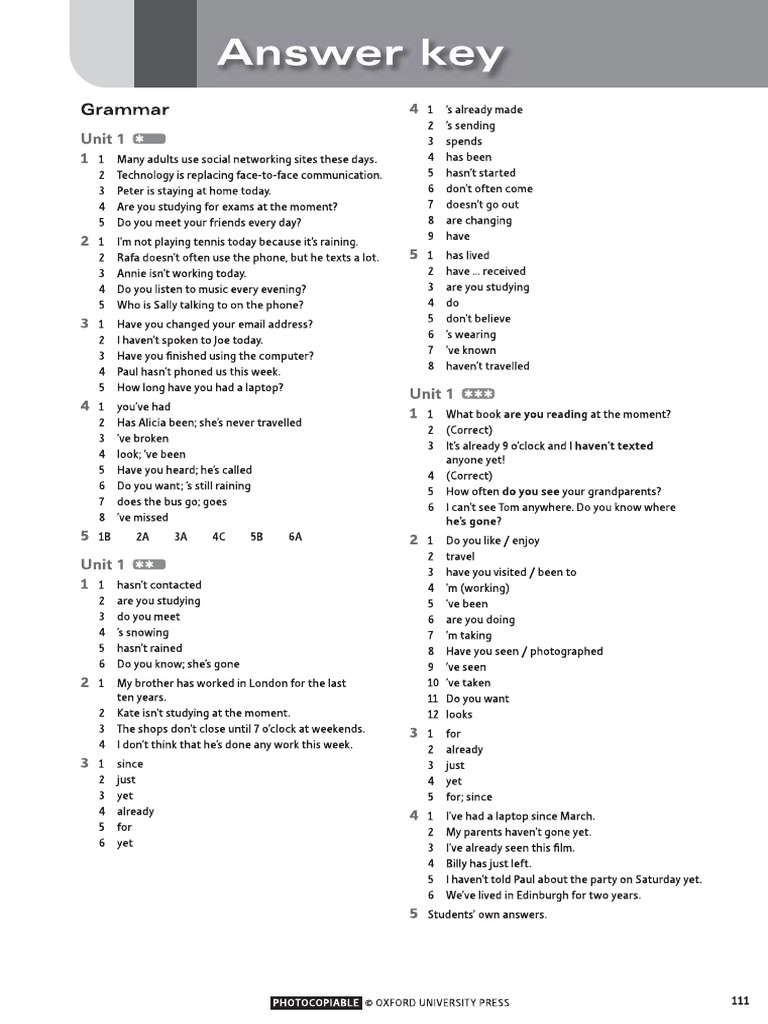 Answer Key 1c2ba Bachillerato | PDF