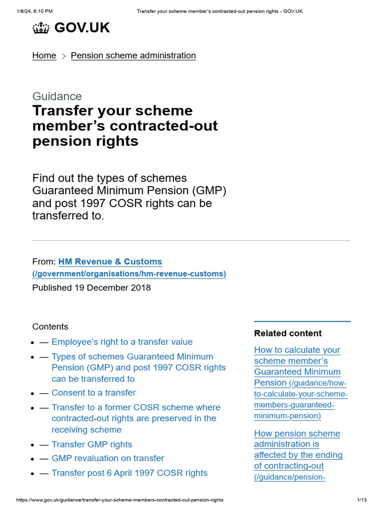 Transfer Your Scheme Member's Contracted-Out Pension Rights - GOV - UK ...