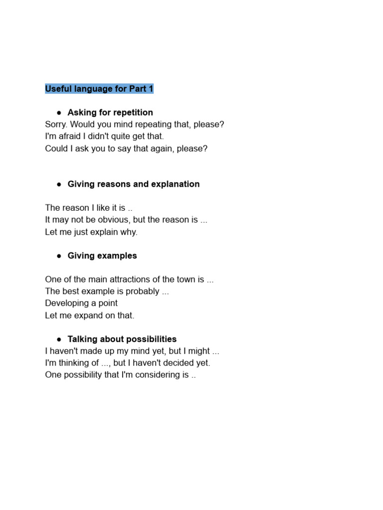 Useful Language Speaking | PDF