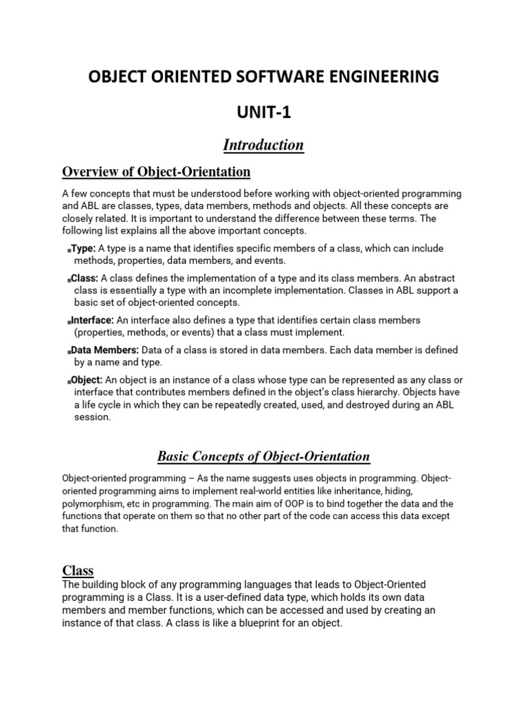 Oose Unit 1 Pdf Class Computer Programming Object Oriented Programming 9764