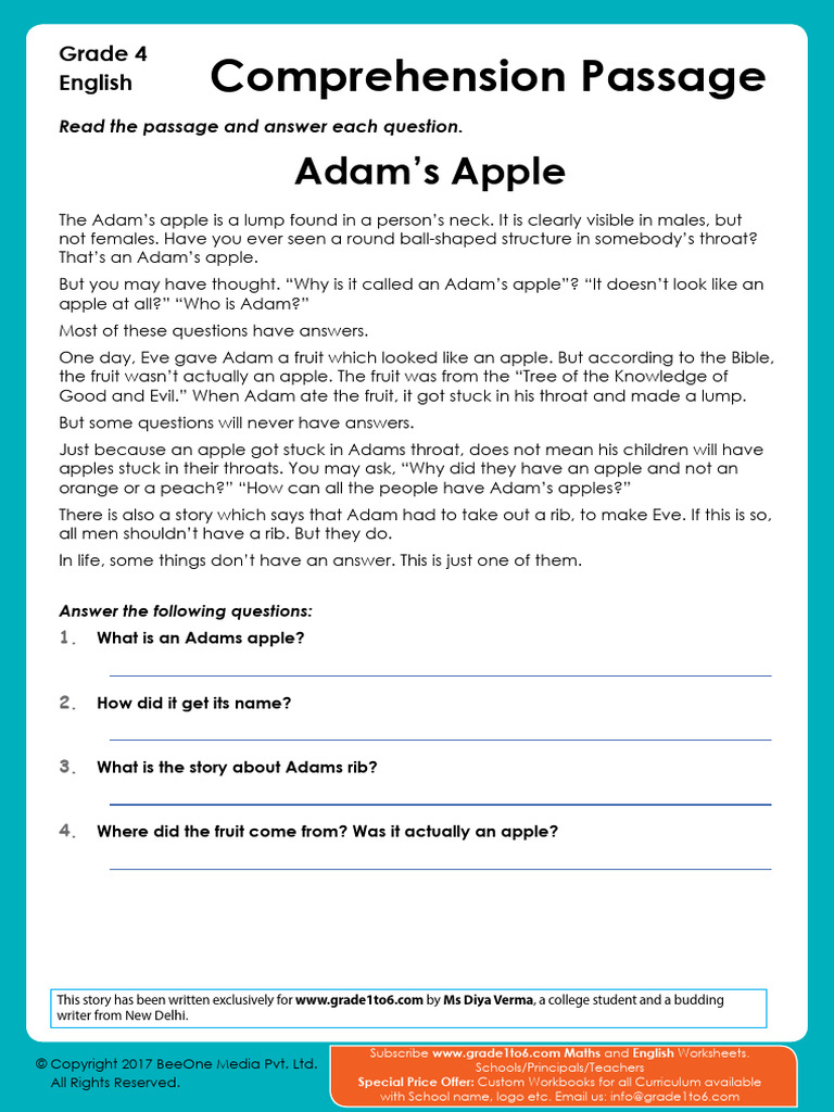 Comprehension Passage - Adams Apple | PDF