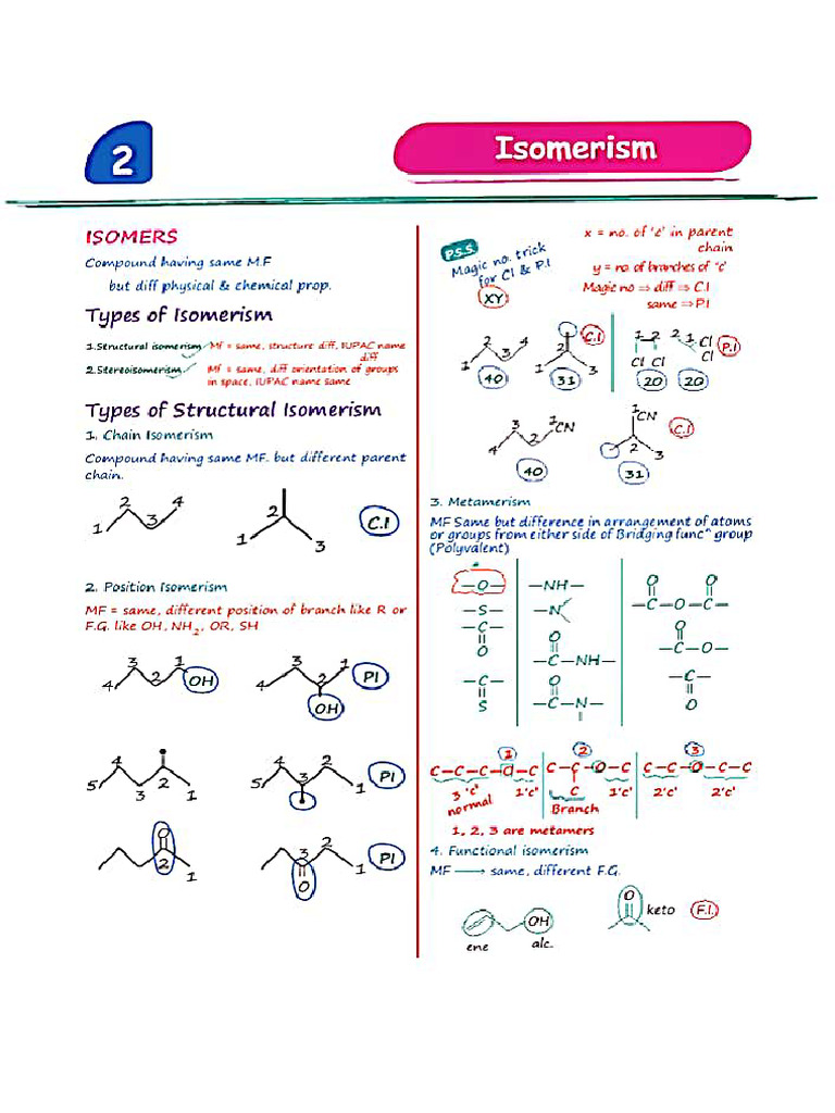Handwritten Notes Isomers | PDF