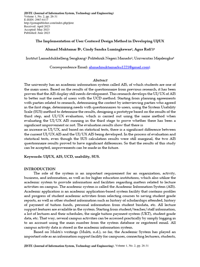 The Implementation of User Centered Design Method | PDF | Usability | Human Communication