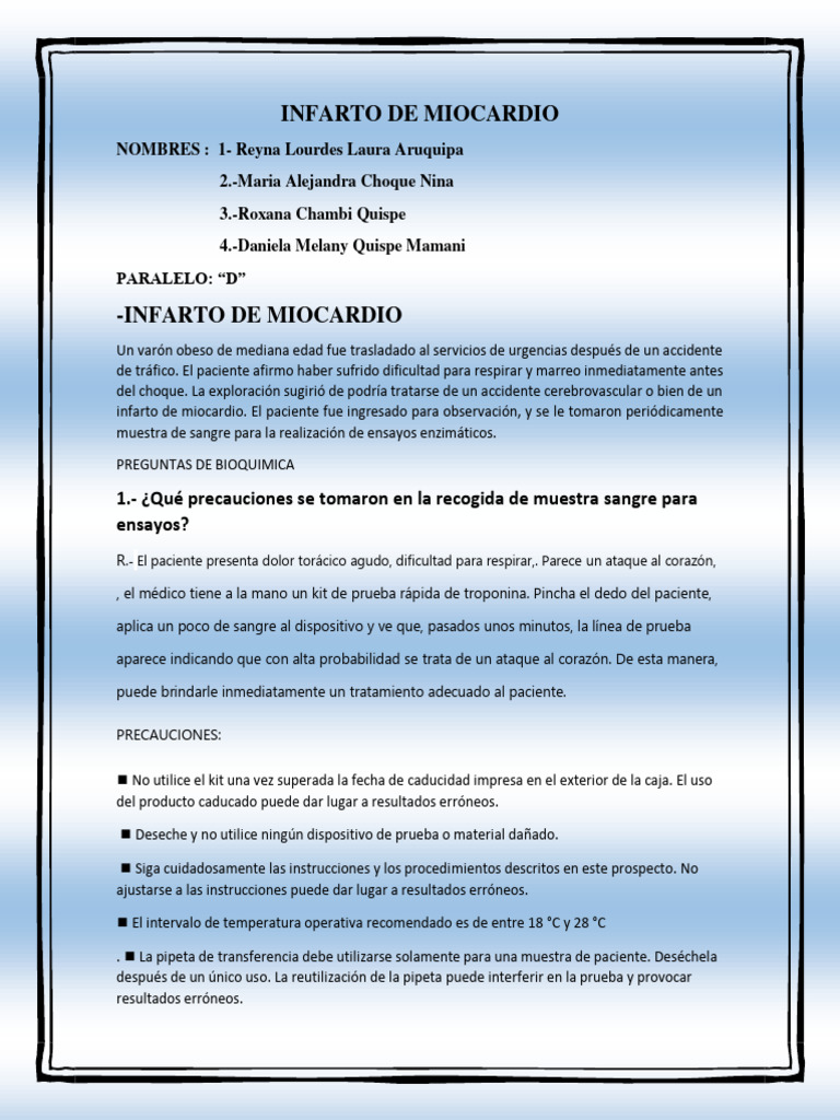 INFARTO DE MIOCARDIO | PDF | Infarto de miocardio | Medicina CLINICA