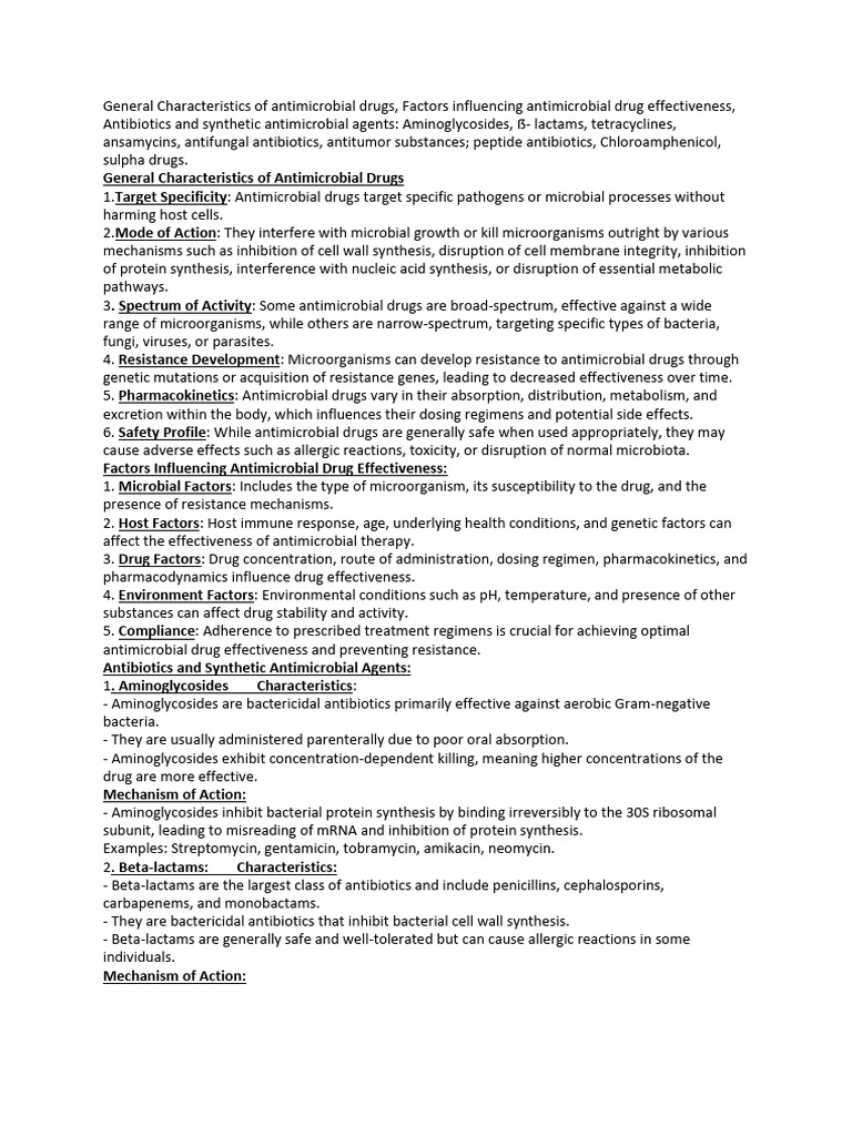 General Characteristics of Antimicrobial Drug1 | PDF | Ribosome ...