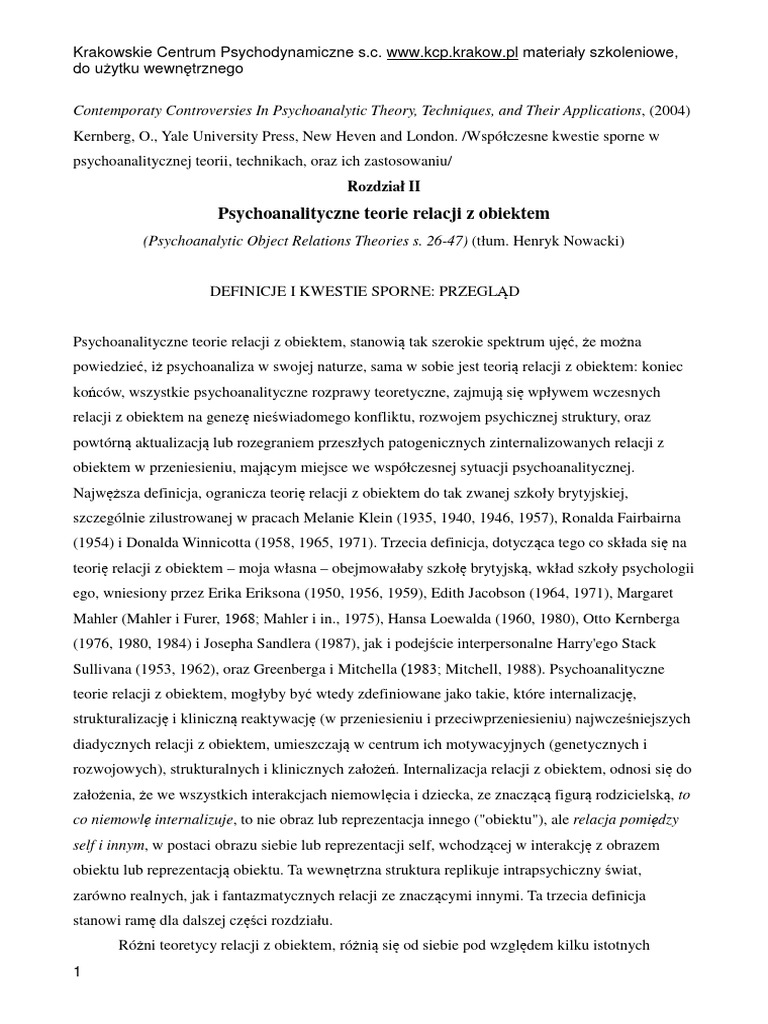 PDF R.2 - Teorie Relacji Z Obiektem | PDF PDF R.2 - Teorie Relacji Z Obiektem | PDF