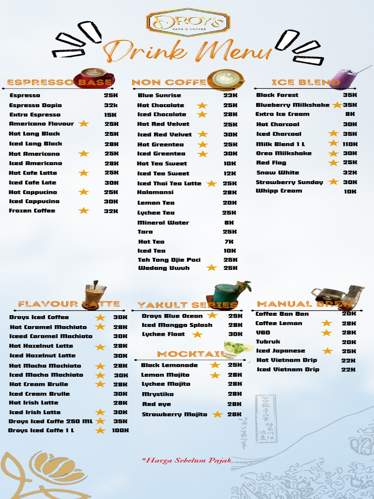 New Menu Droys | PDF | Drink | Foods