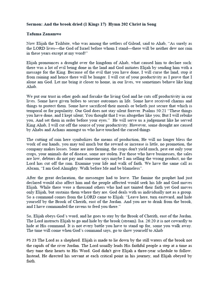 And The Brook Dried | PDF | Elijah | Religious Belief And Doctrine