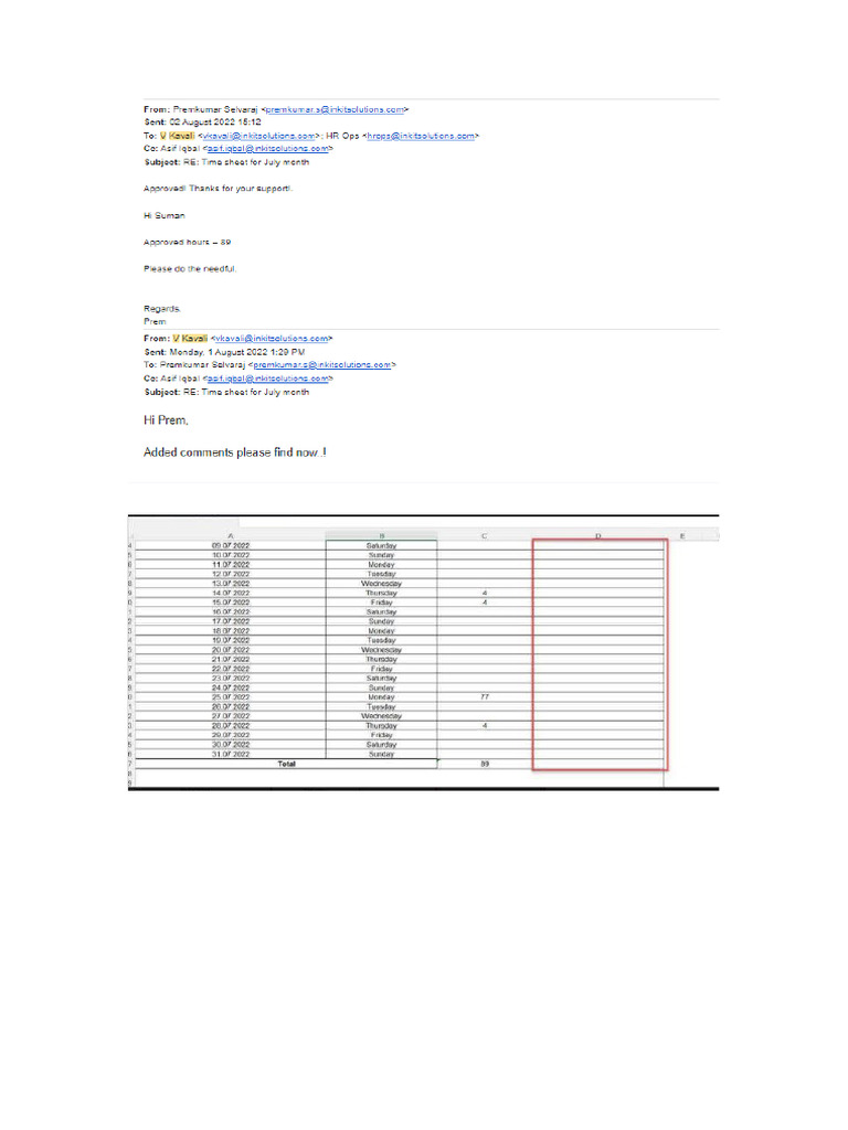Leela HCM July Timesheet | PDF