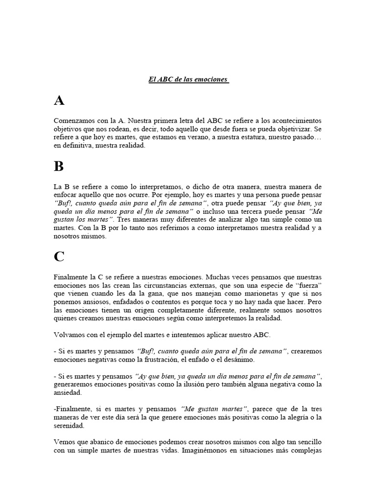 El ABC de las emociones | PDF | Las emociones | Ansiedad